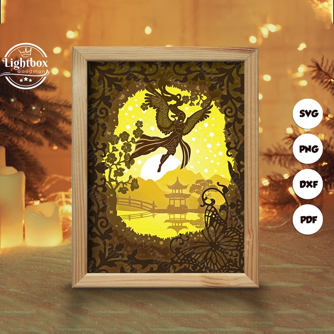 Angel 1 Shadow Box Files, Paper Cut Light Box Template Files, Shadow ...