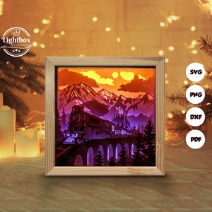 3d Old Train Silhouette, Shadow Box Templates, Paper Cut, Files for ...
