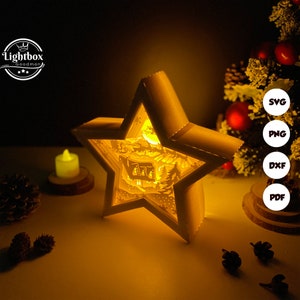 Merry Christmas Village Star Shadow Box SVG for Cricut Projects DIY ...