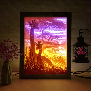Giraffe Shadow Box Files Paper Cut Light Box Template Files - Etsy