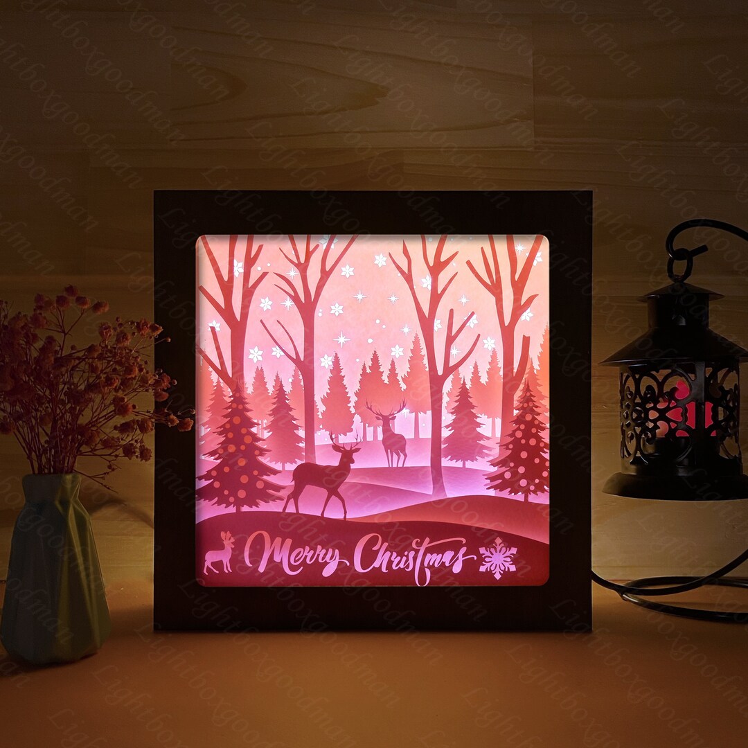 Merry Christmas 18 Shadow Box Files Paper Cut Light Box - Etsy