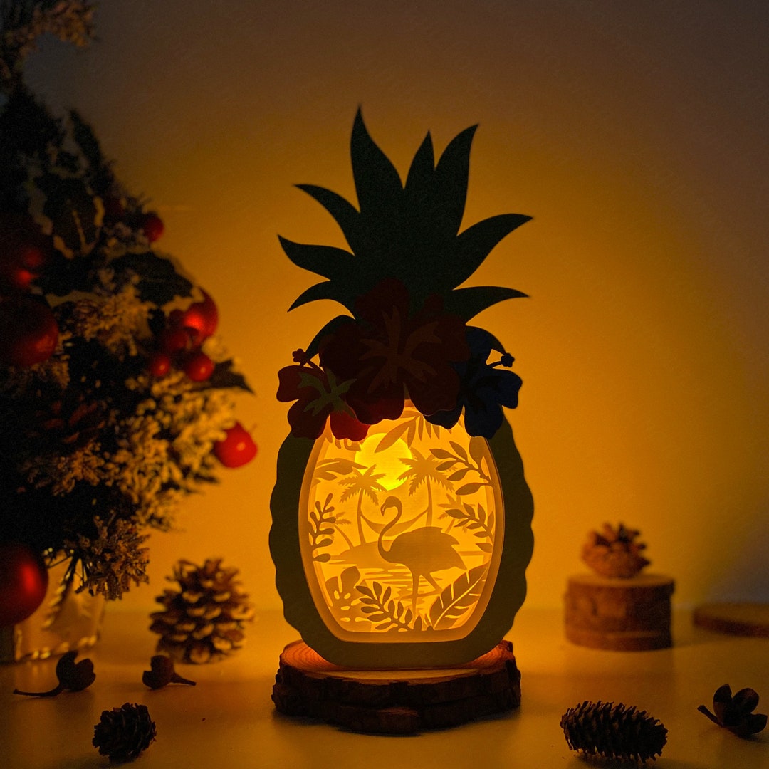 Tropical Shadow Box Svg, Tropical Pineapple Svg, Pineapple Paper ...