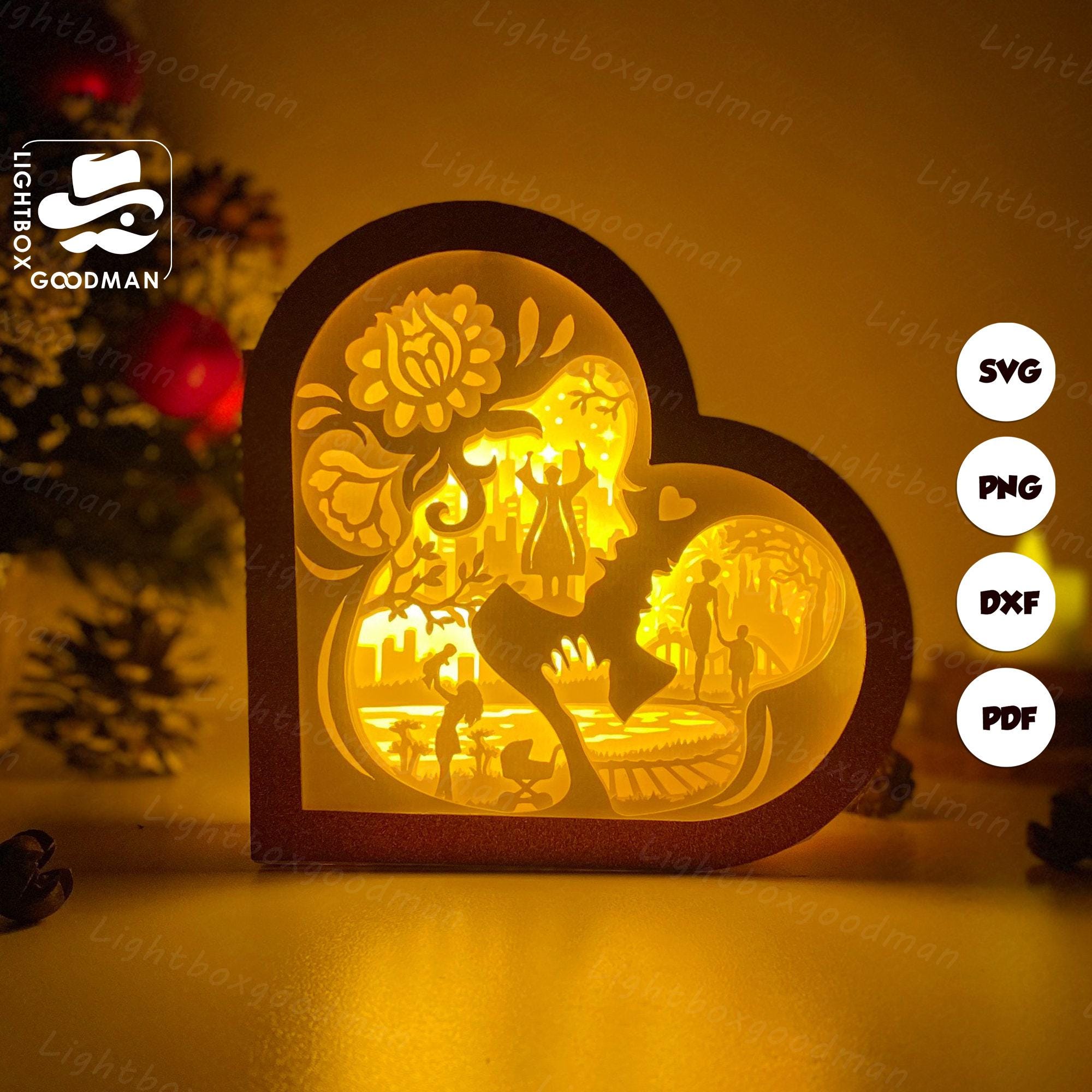 Love Mom Paper Lantern SVG: Heart Cut File, Mother's Day DIY (digital ...