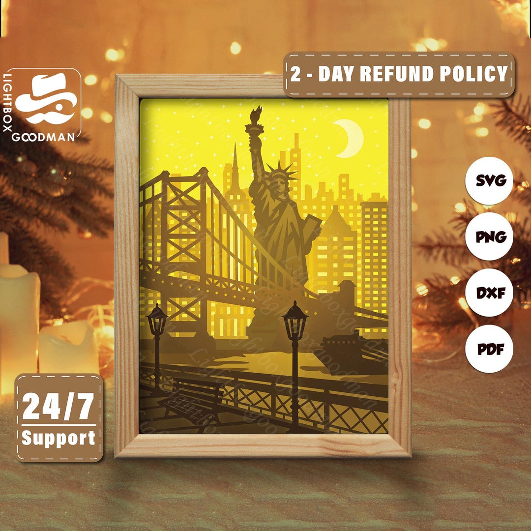 3d New York City Silhouette, Shadow Box Templates, Paper Cut, Files for ...