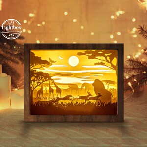Africa 1 Paper Cut Light Box Shadow Box Night Light Bedroom Shadow Box ...