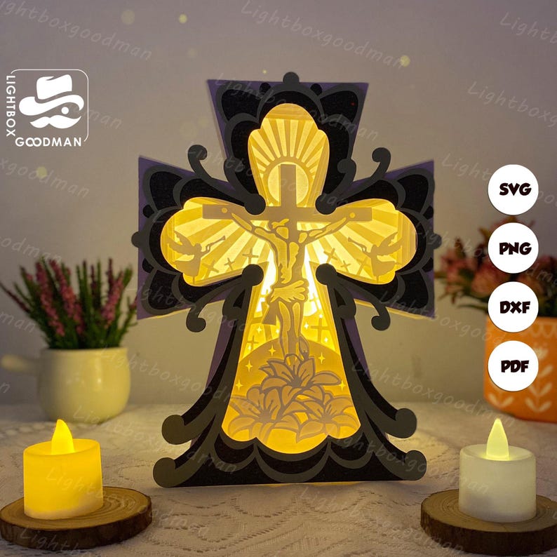 Jesus on Cross Paper Lantern SVG Template: Christmas Decoration DIY - Etsy