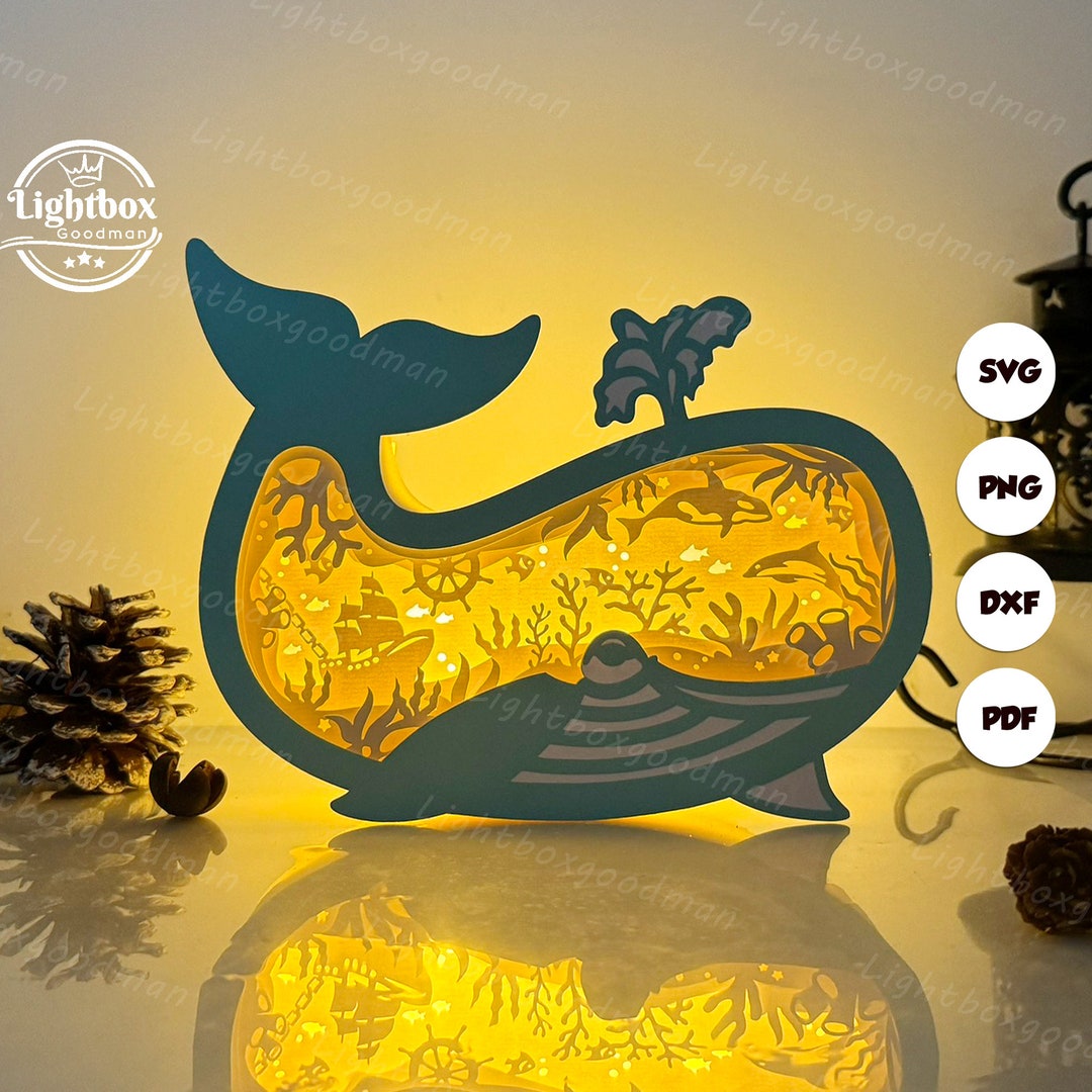 Seabed Whale Box Shadow Box Svg, Whale Box Svg, Whale Box Lantern Svg ...