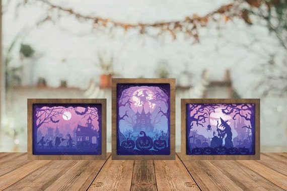 Combo 3 Templates Halloween 5 Paper Cut Light Box Template - Etsy