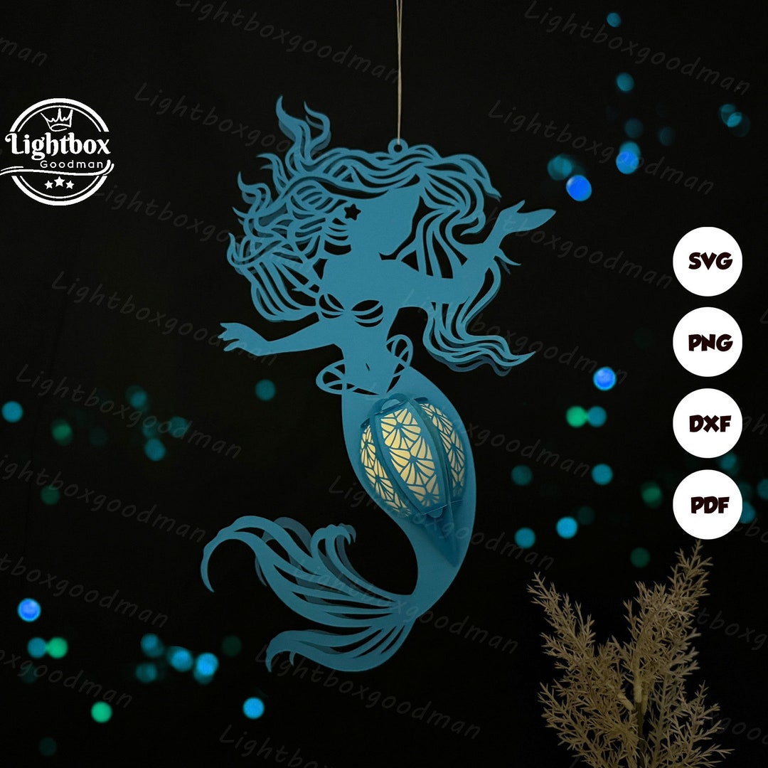 Mermaid Lantern SVG - Mermaid Lantern Paper Cut - DIY Insect Paper ...
