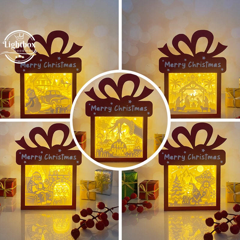 Christmas Shadow Box Svg - Etsy