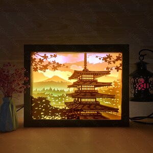 Japanese Pangoda Paper Cut Light Box, Shadow Box, Night Light Bedroom ...