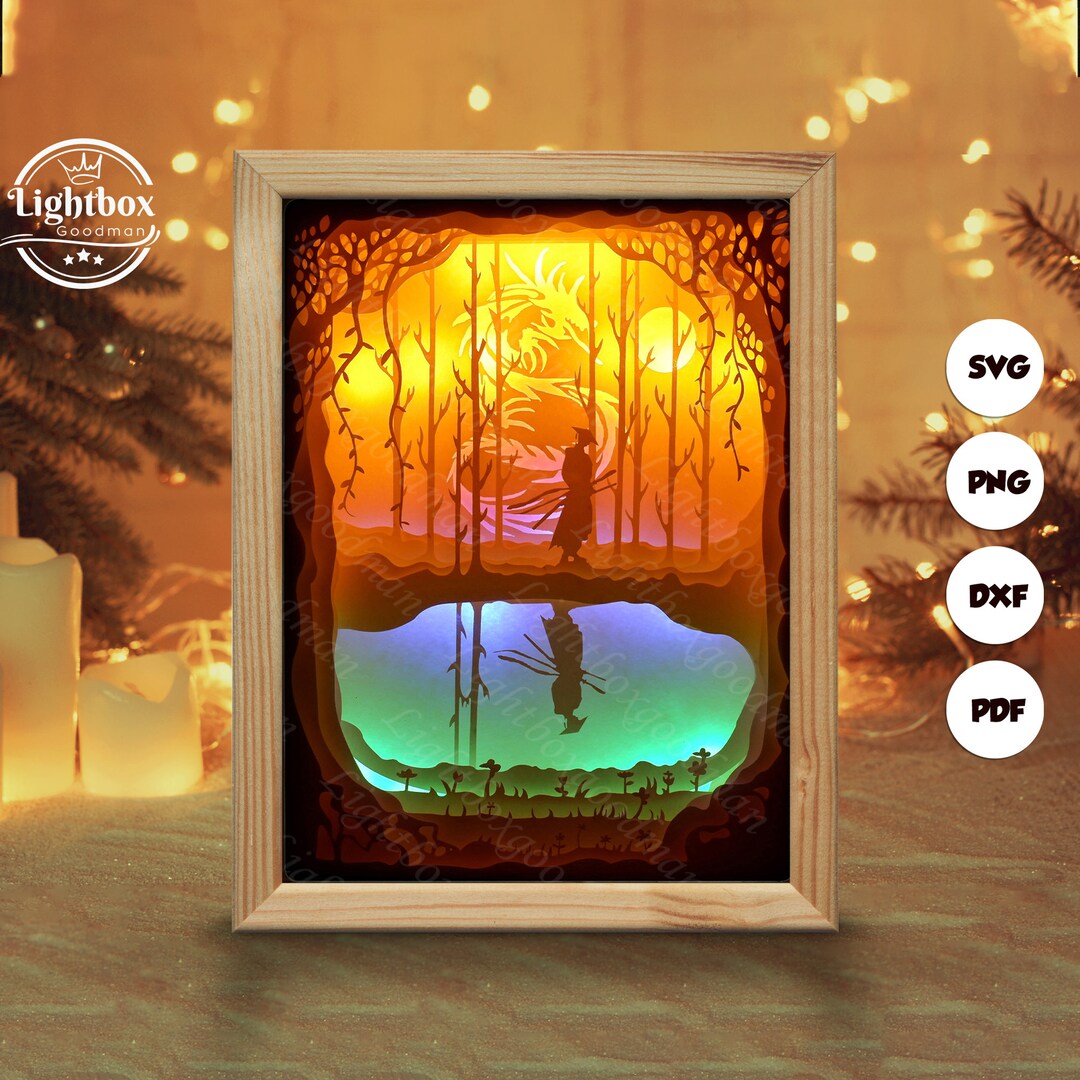 Samurai Shadow Box Files, Paper Cut Light Box Template Files, Shadow ...