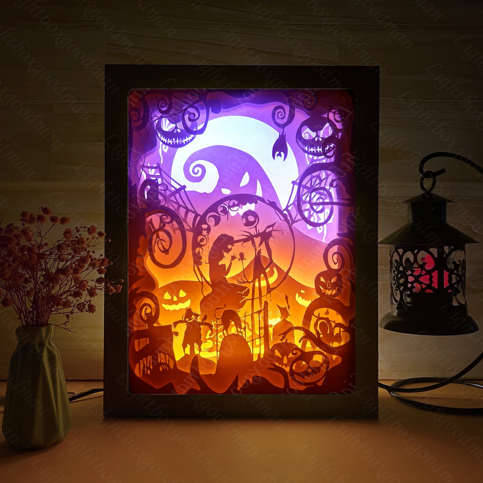Nightmare Halloween Paper Cut Light Box Shadow Box Night - Etsy