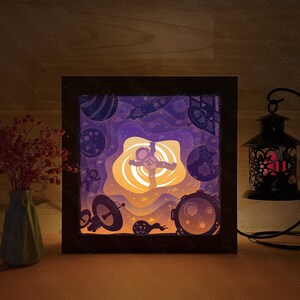 Astronaut Shadow Box Files Paper Cut Light Box Template - Etsy