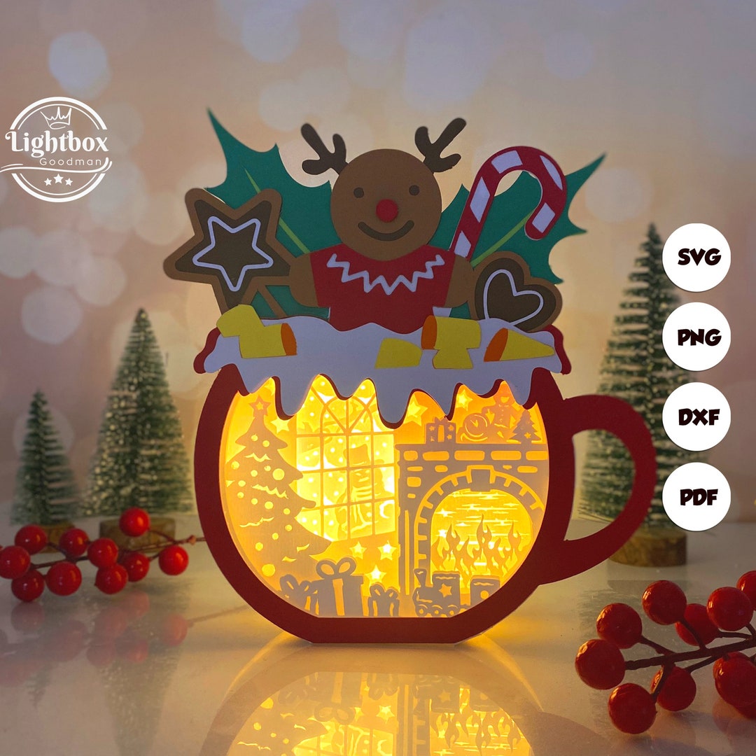 Xmas Fire Hot Cocoa Box Lantern SVG - Christmas Lantern Paper Cut - DIY ...