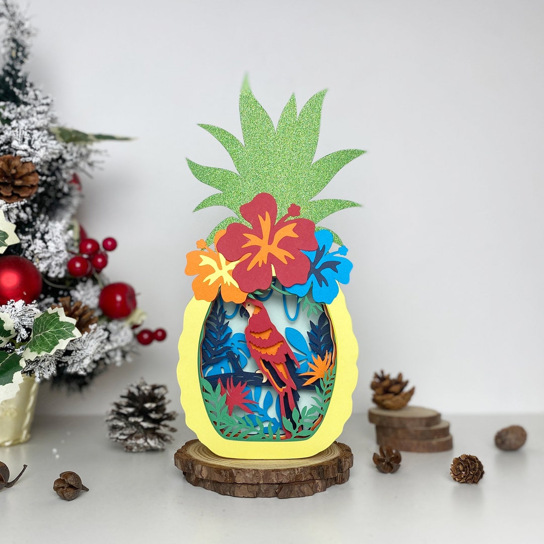 Parrot Shadow Box Svg, Parrot Pineapple Svg, Pineapple Paper Lantern ...