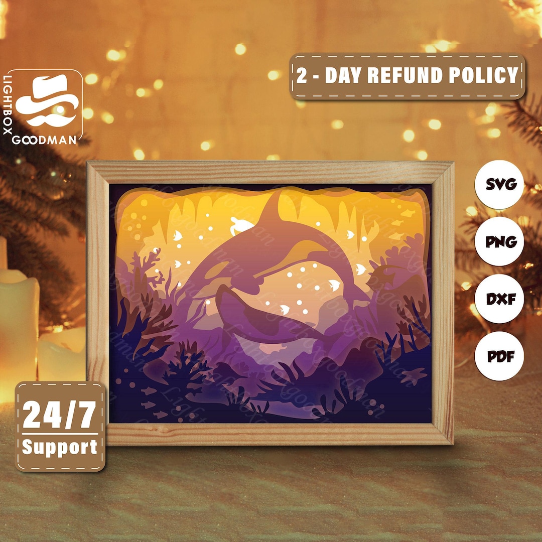 Orca Whale Shadow Box Template: 3D Layered Paper Cut Files (digital ...