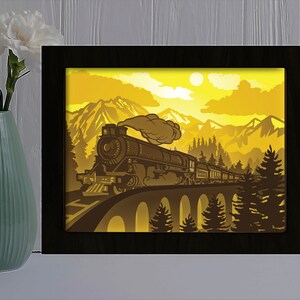 Old Train Paper Cut Light Box Shadow Box Gift | Etsy