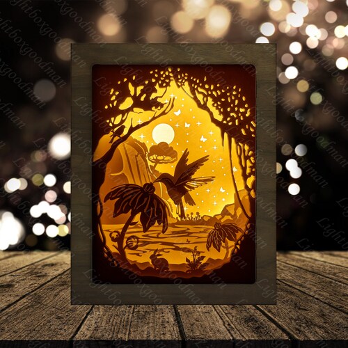 African Landscape Paper Cut Light Box Template Digital SVG | Etsy