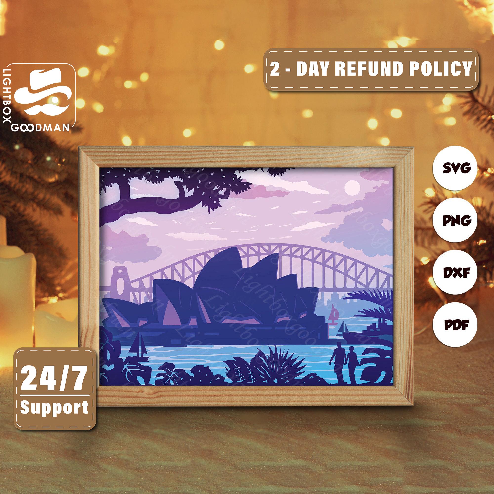 3d Opera House Silhouette, Shadow Box Templates, Paper Cut, Files for ...