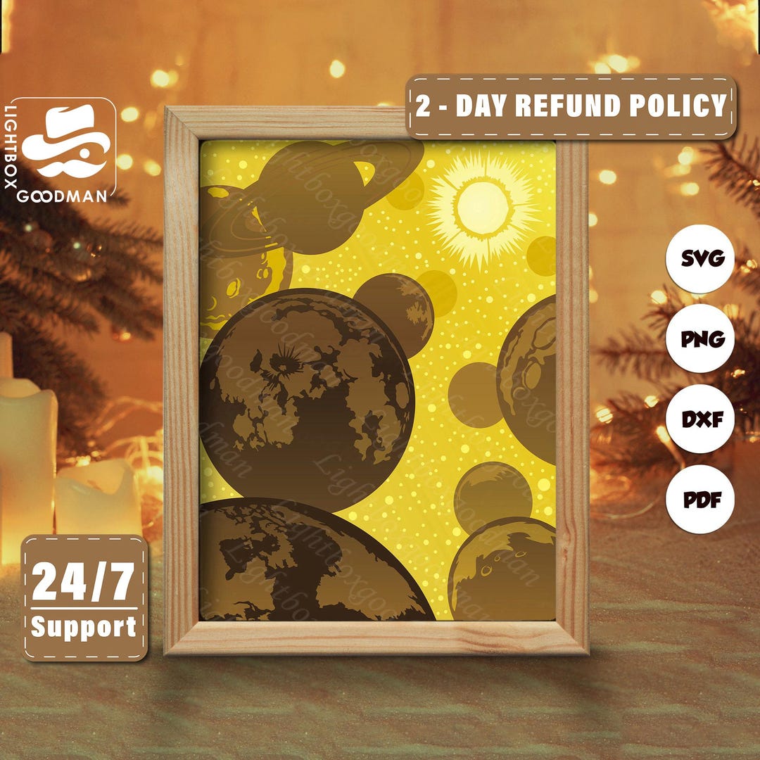 3d Planets Silhouette, Shadow Box Templates, Paper Cut, Files for ...