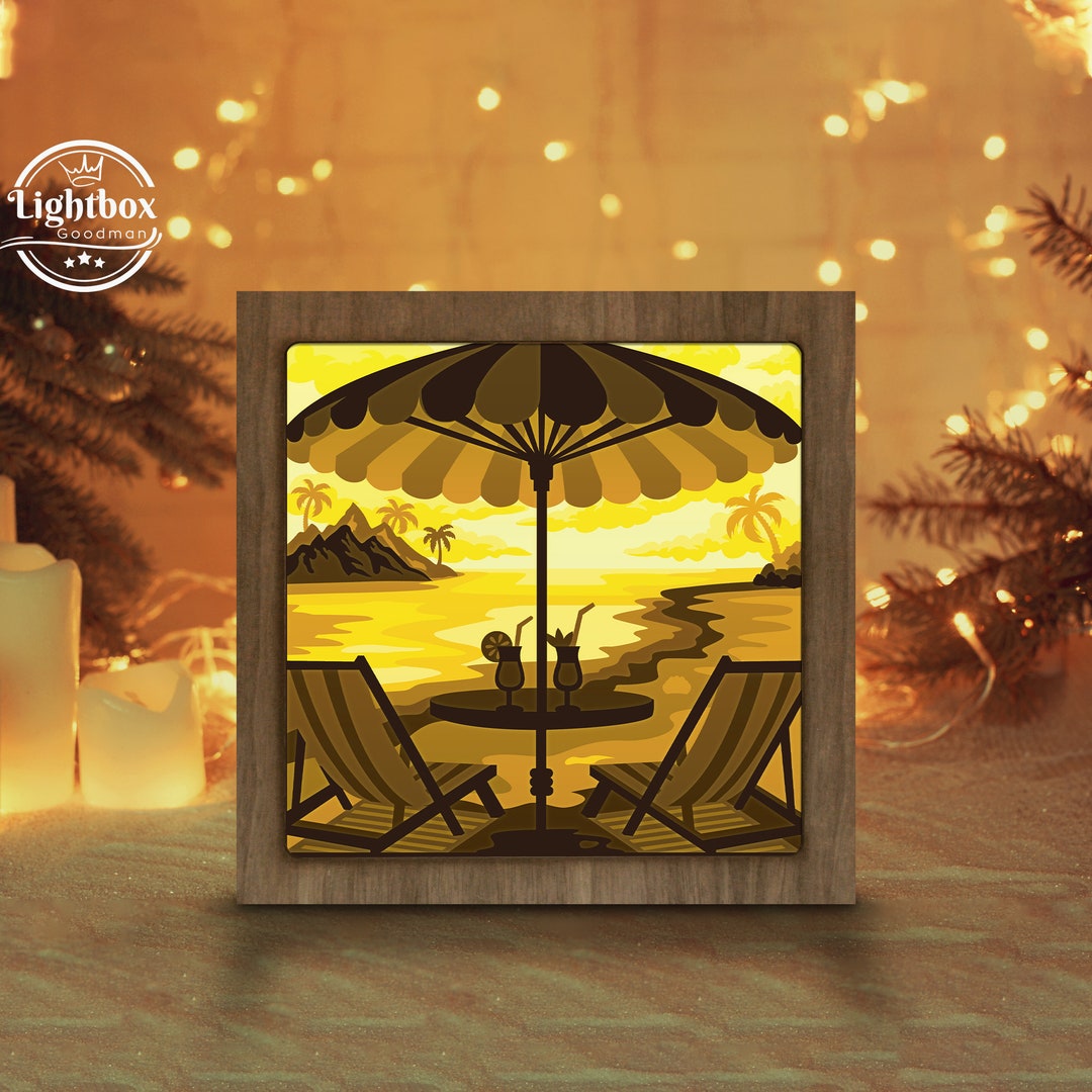 Summer Vacations Paper Cut Light Box - Shadow Box - Night Light Bedroom ...