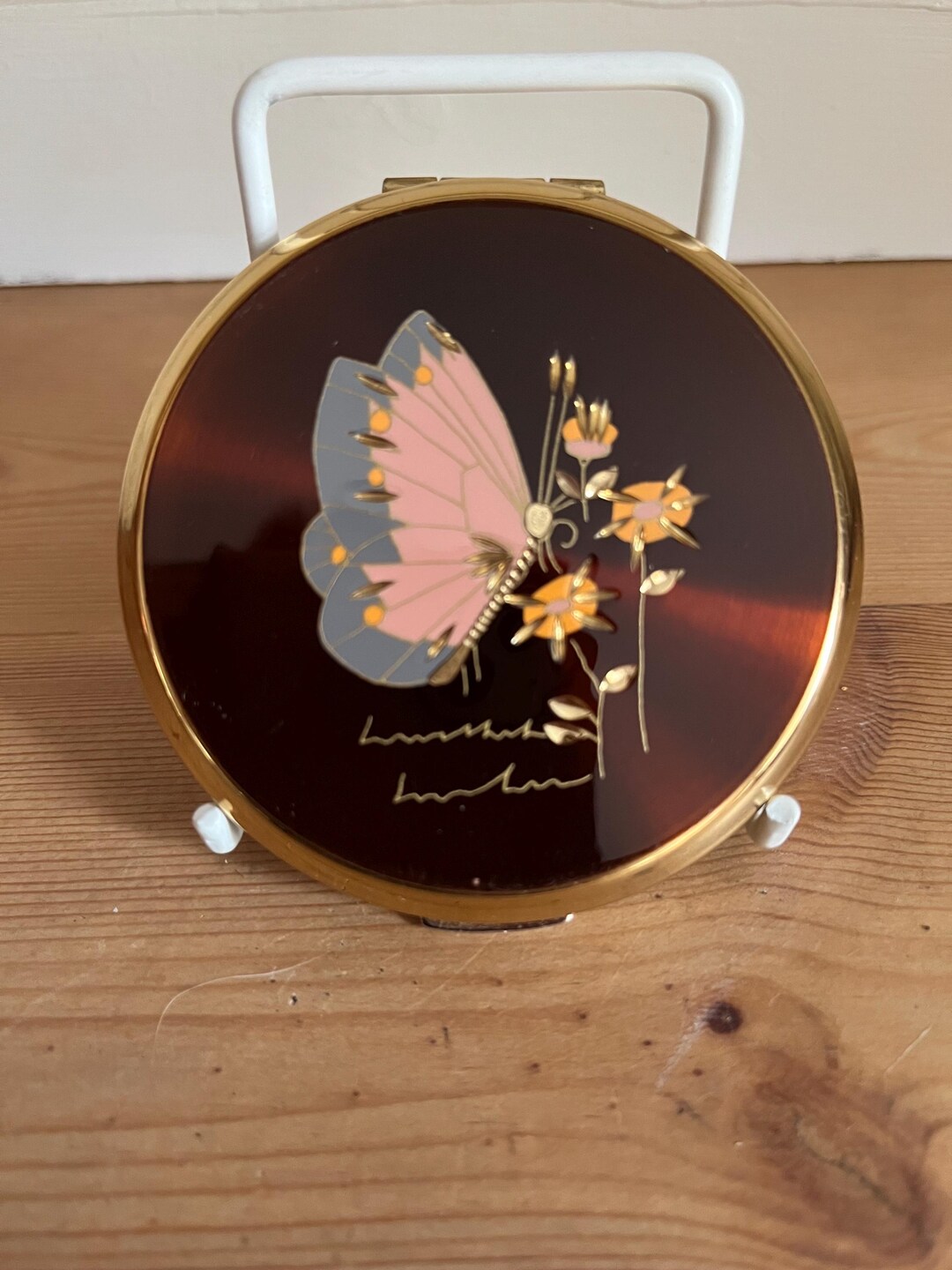 Stratton Compact With Butterfly Design-compact Mirror-round Powder ...