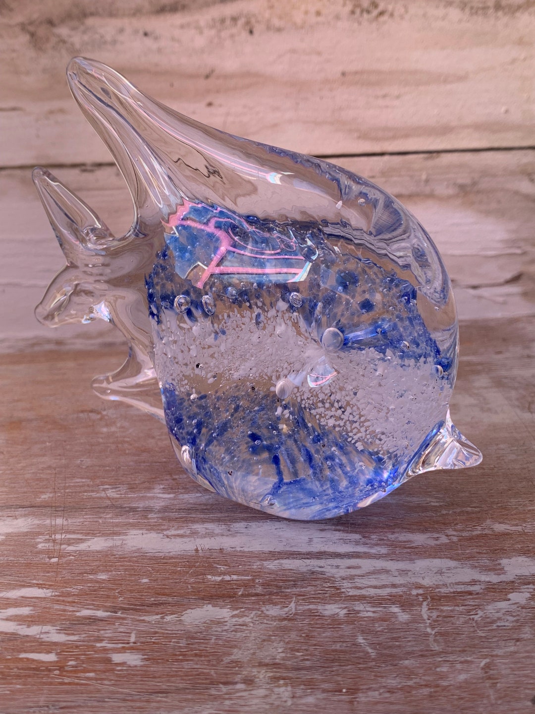 Fish Design Glass Paperweight Retro Blue Angel Fish Glass Paperweight ...
