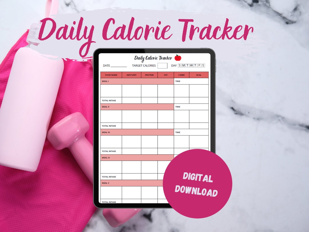 Daily Calorie Tracker, Printable & Digital Food Journal, Nutrition ...