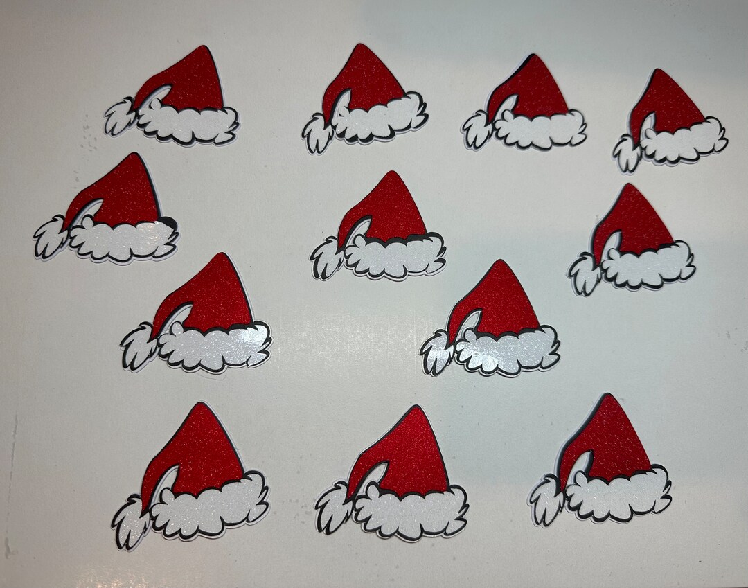 Santa Hats, Decor, Cardstock Hats, Ready to Use Hats , Ornament Hats ...