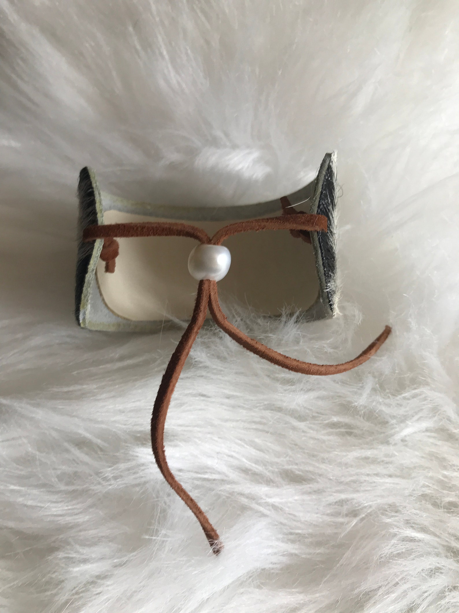 Leather Hair on Hide Cuff Bracelet W/ Freshwater Pearls - Etsy