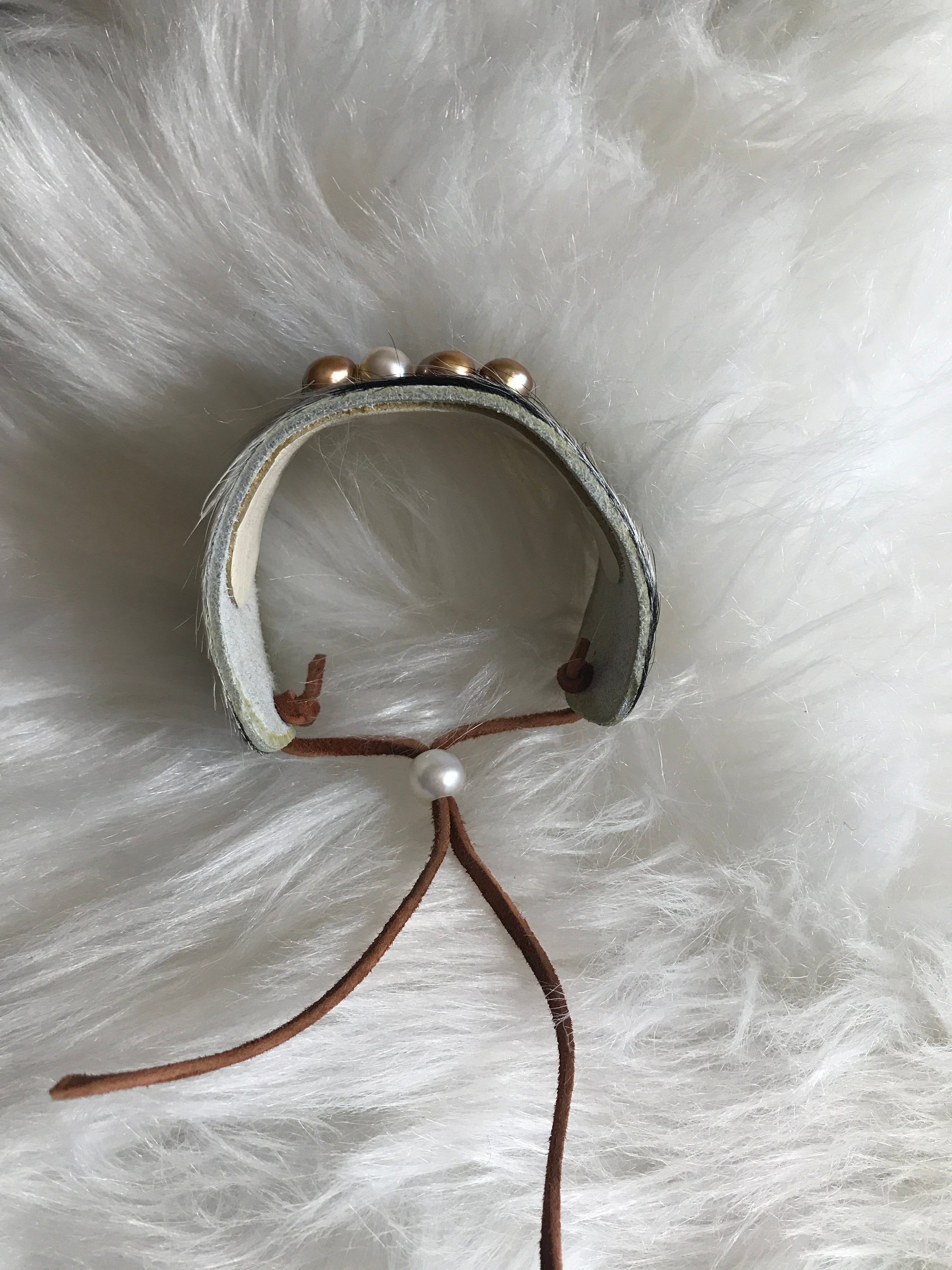 Leather Hair on Hide Cuff Bracelet W/ Freshwater Pearls - Etsy