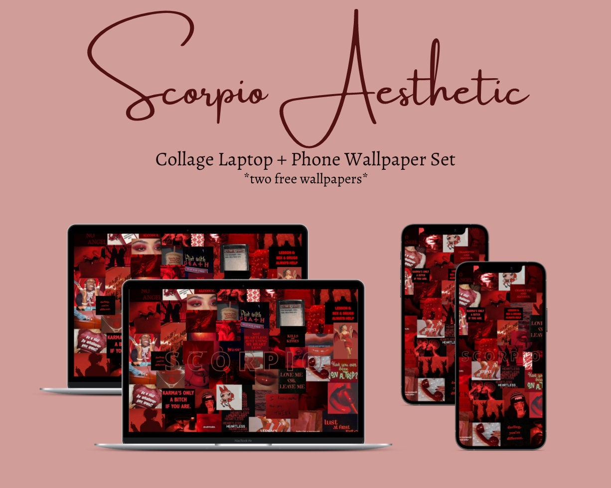 Scorpio Zodiac Sign Aesthetic Collage Wallpaper Aesthetic - Etsy