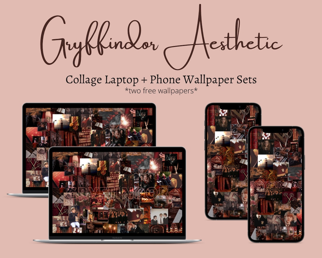 Red Wizard Aesthetic Collage Wallpaper, Wizard School Aesthetic Collage ...