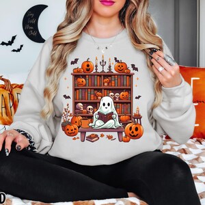 Book Lover Sweater, Funny Halloween Sweater, Cute Ghost Sweatshirt ...