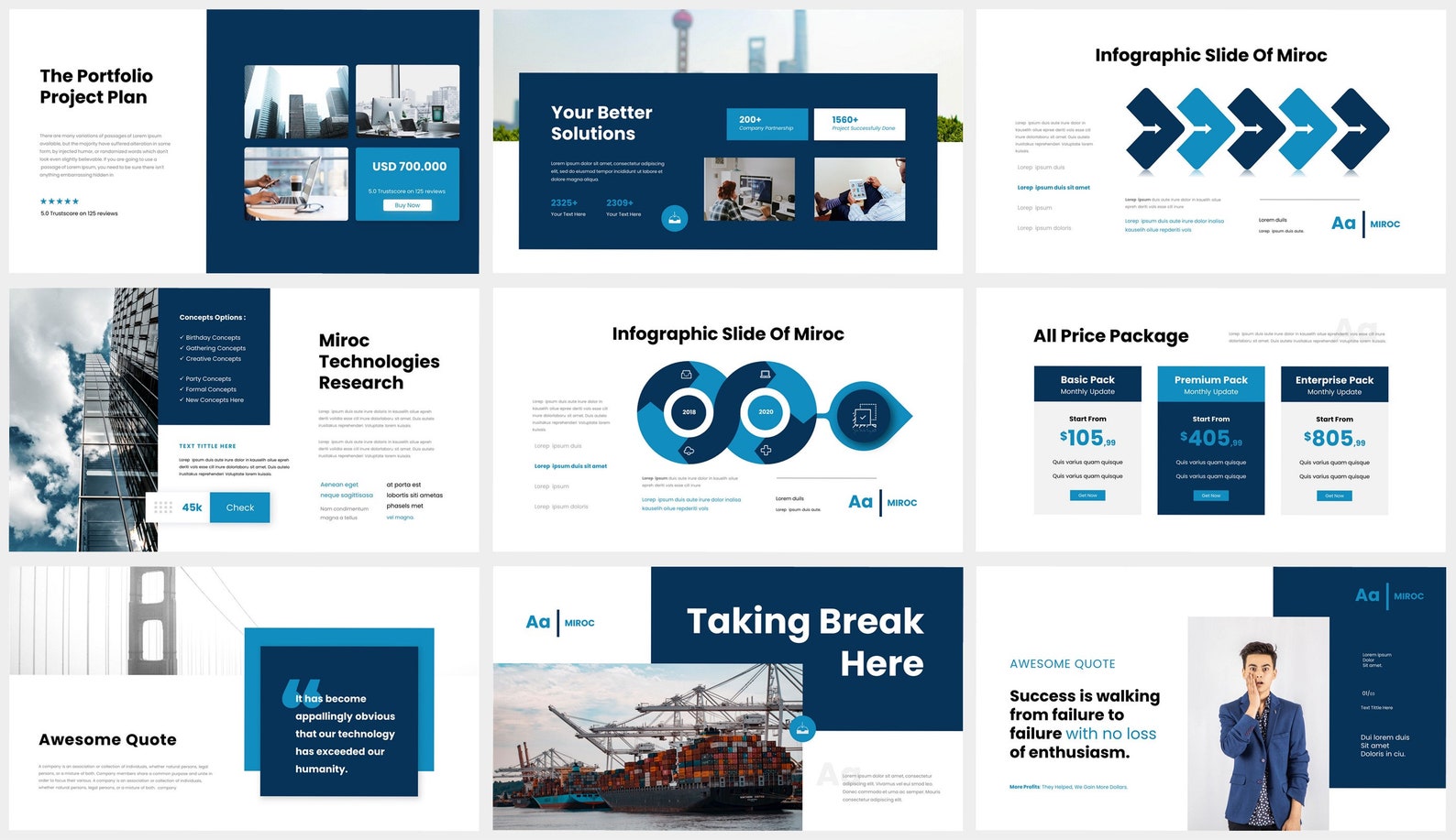 Blue Powerpoint Presentation Template Navy Dark Blue, Clean Business ...