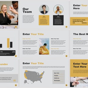 Yellow and Gray Minimal Modern Presentation, Clean Business Pitch Deck ...