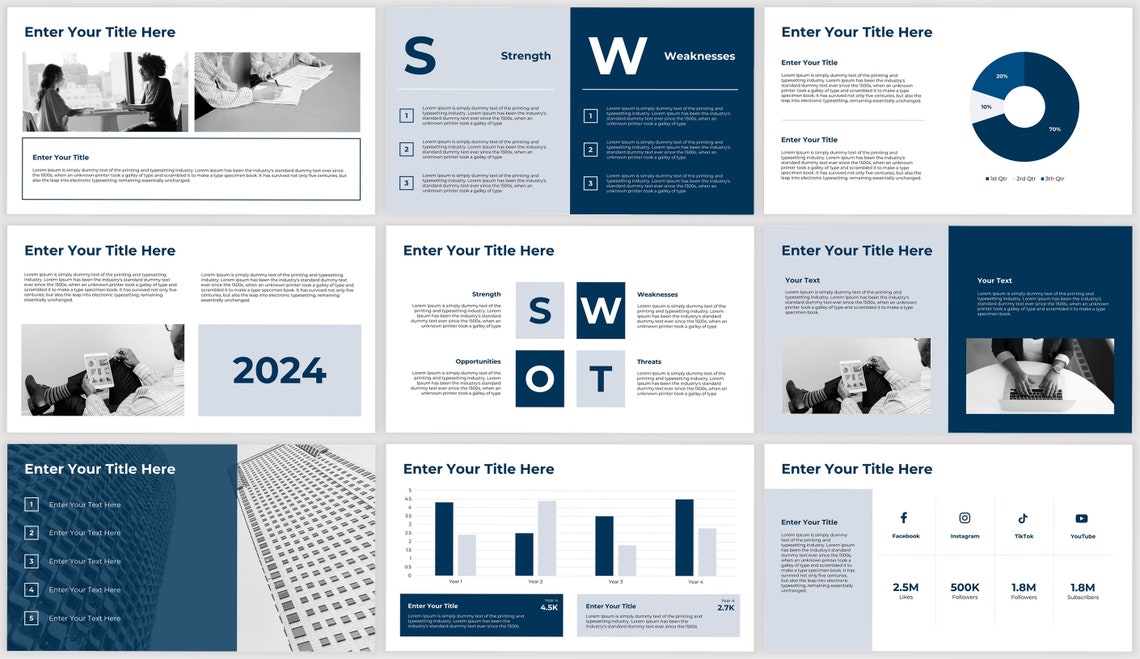 Blue Powerpoint Presentation Template Navy Dark Blue, Clean Business ...