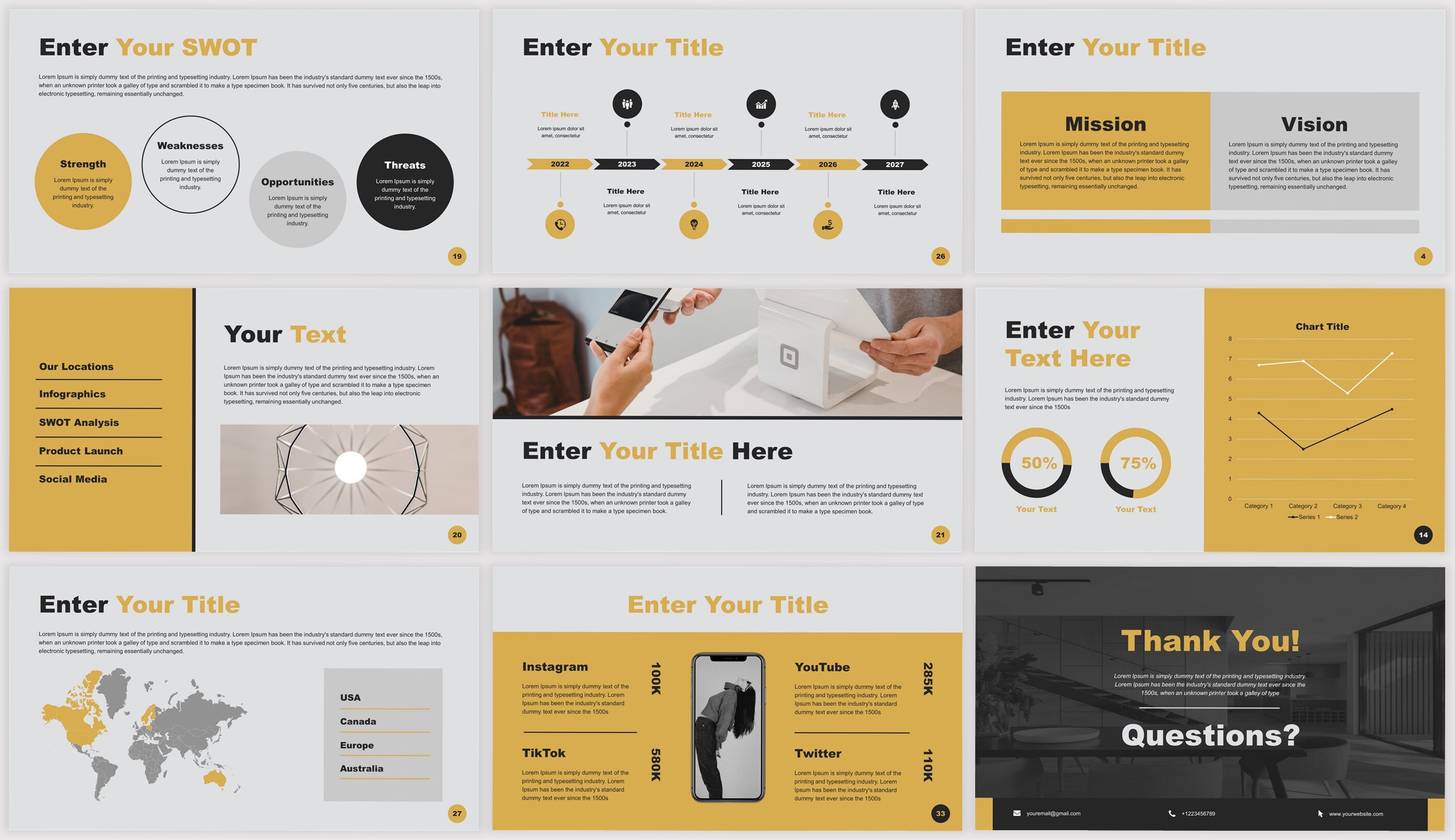 Yellow and Gray Minimal Modern Presentation, Clean Business Pitch Deck ...