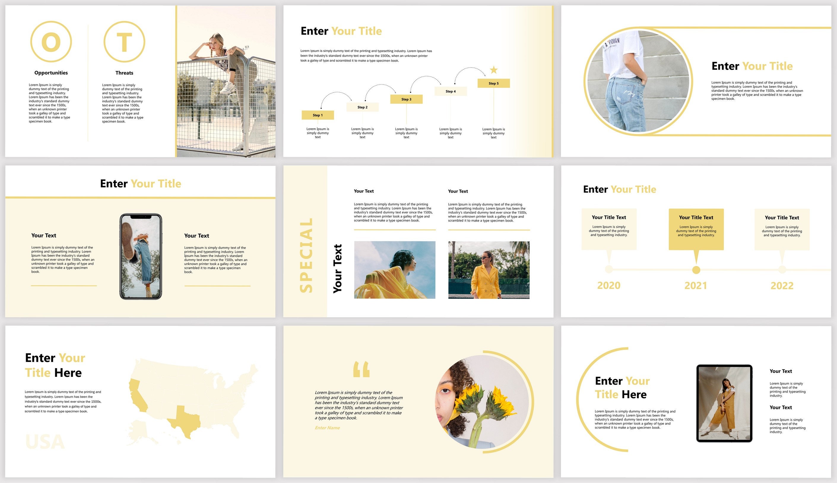 Minimal, Modern and Clean Powerpoint Template, Minimalist Yellow ...