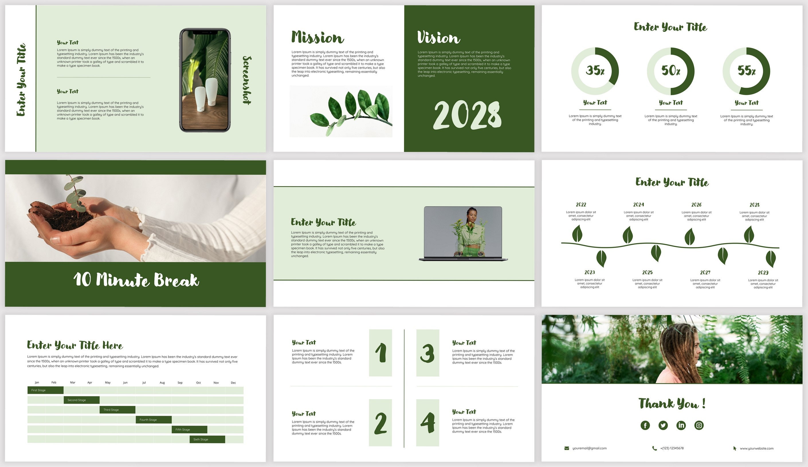 Green Powerpoint Presentation Template, Magazine Style Editable ...