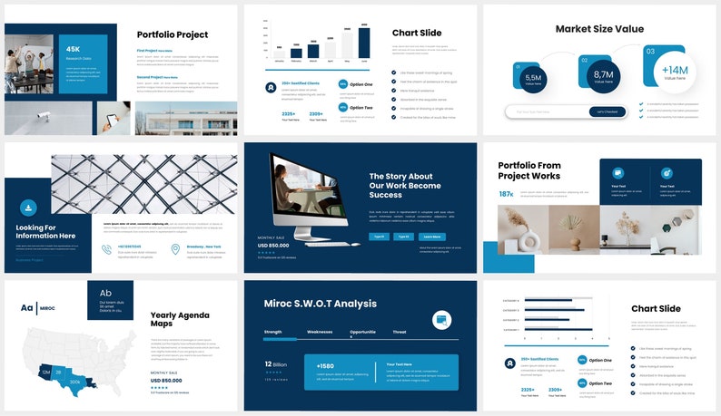Blue Powerpoint Presentation Template Navy Dark Blue, Clean Business ...