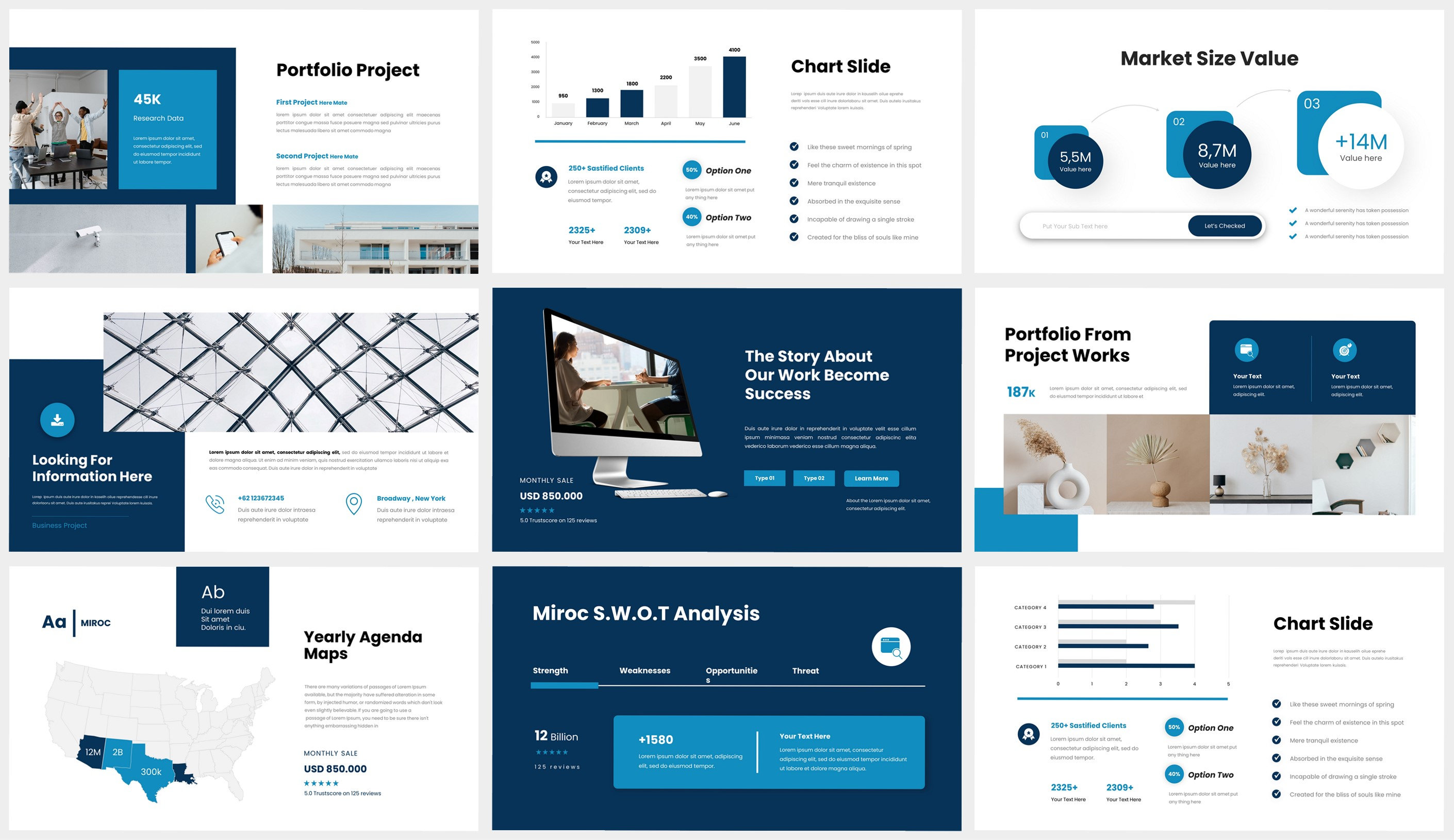 Blue Powerpoint Presentation Template Navy Dark Blue, Clean Business ...
