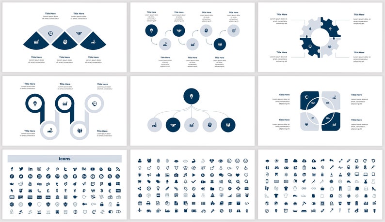 Blue Powerpoint Presentation Template Navy Dark Blue, Clean Business ...