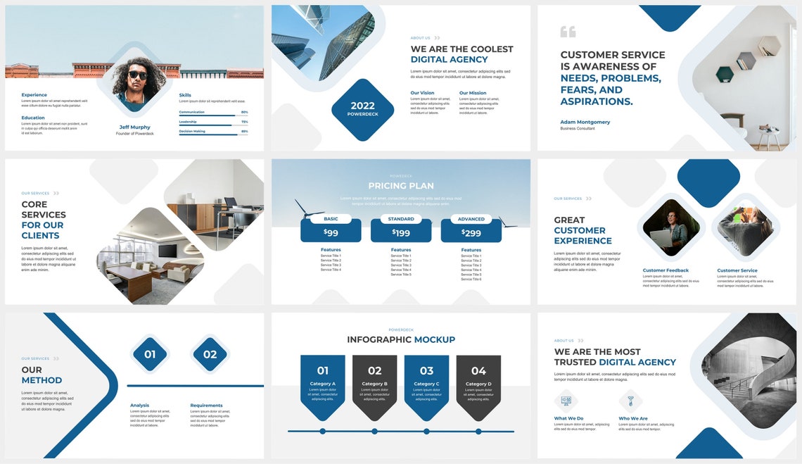 Blue Presentation, Clean Business Pitch Deck Template, Simple ...