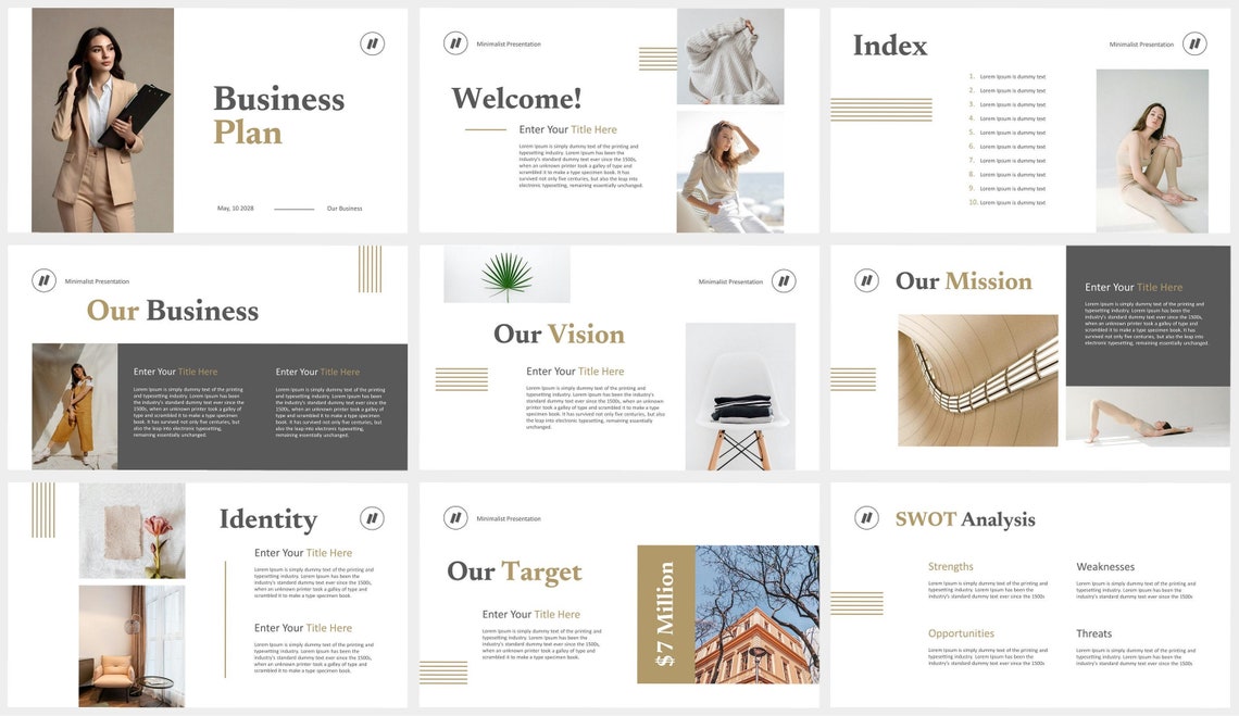 Gold Powerpoint Presentation Template, Minimal Modern Presentation ...
