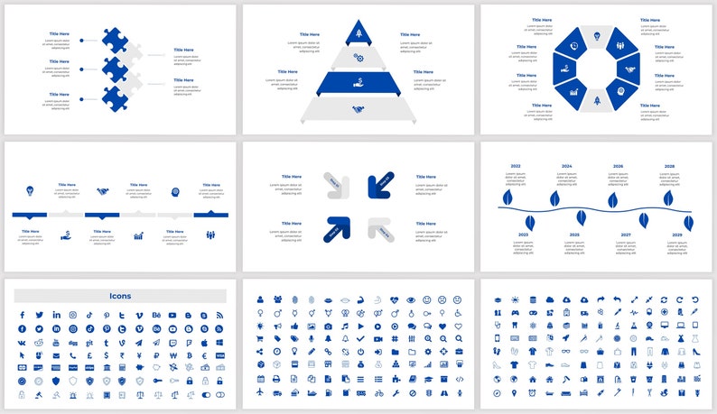 Blue and Black Powerpoint Presentation Template, Clean Business Pitch ...