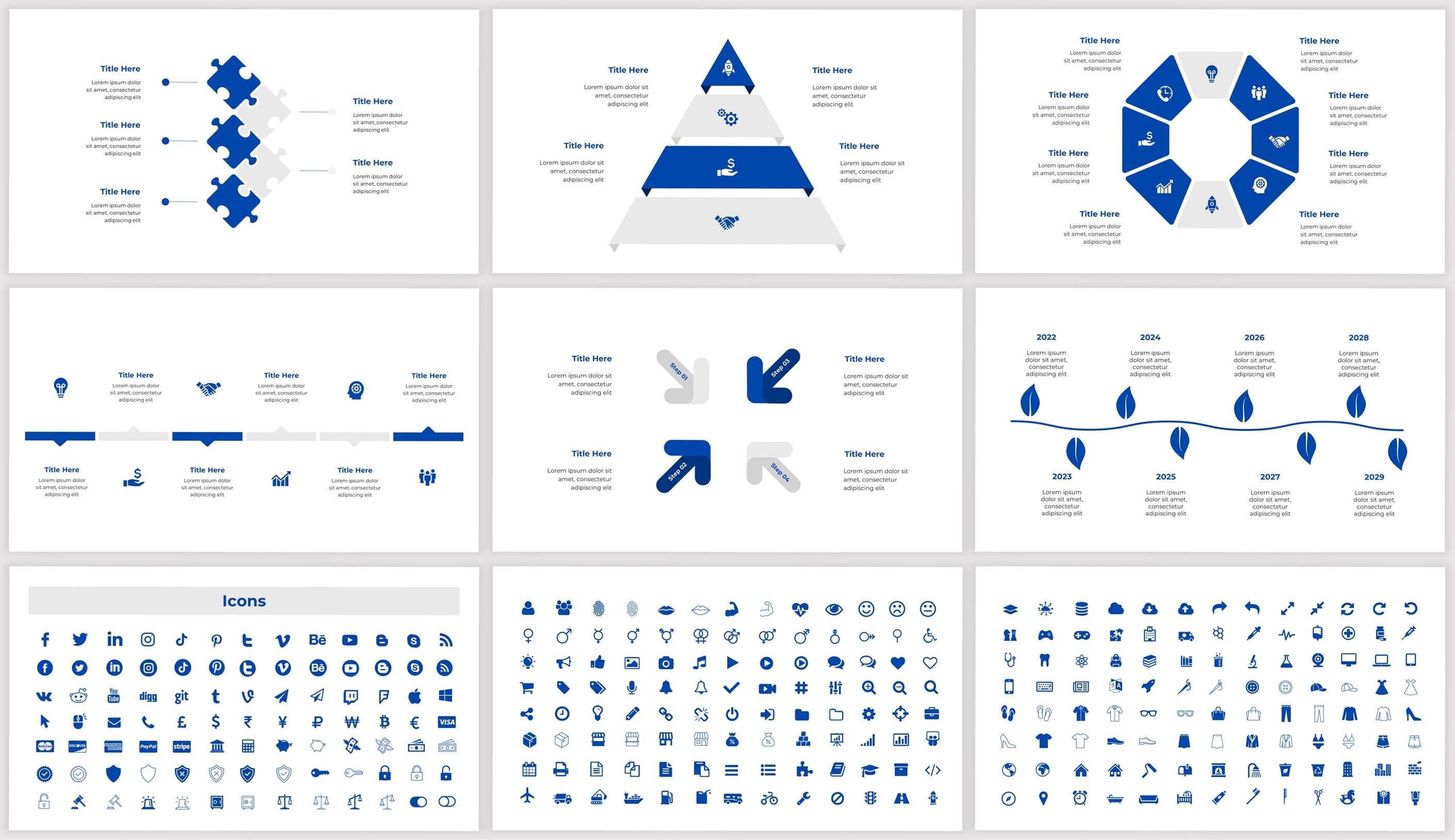 Blue and Black Powerpoint Presentation Template, Clean Business Pitch ...