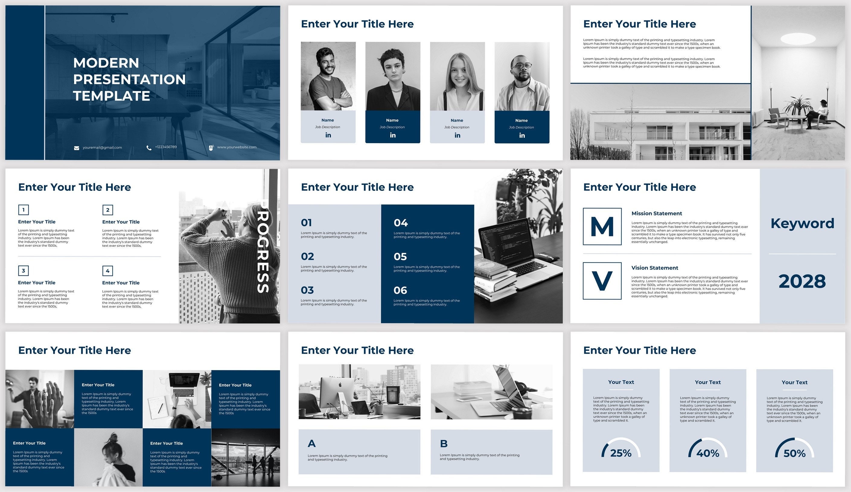 Blue Powerpoint Presentation Template Navy Dark Blue, Clean Business ...