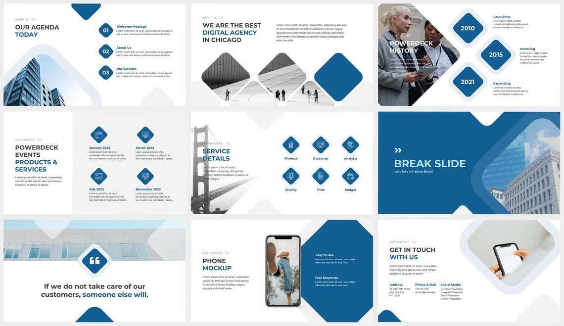 Blue Presentation, Clean Business Pitch Deck Template, Simple Presentation Template, PPT ...